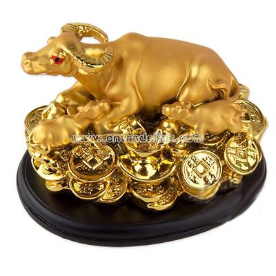 Gold Ox Statue w Gold Ingots, Wholesale China Gold Ox Statue w Gold Ingots
