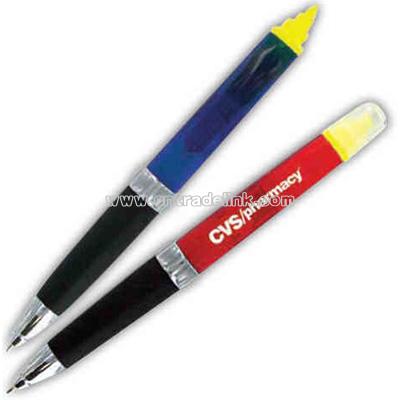 Twist action retractable ballpoint pen and highlighter combo, Wholesale ...
